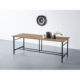 Esstisch Home Affaire "Sare", beige (natur, schwarz, natur), B:220cm H:77cm T:85cm, Tische, mit Echtholzfurnier aus Eiche