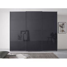 Schwebetürenschrank Rauch "Kleiderschrank Schrank Garderobe TOPSELLER OTELI inkl. Inneneinteilung", grau (graumetallic, hochglanz effektgrau), B:271cm H:229cm T:62cm, Holzwerkstoff, Schränke, mit 3 Innenschubladen sowie zusätzlichen Einlegeböden MADE IN GERMANY