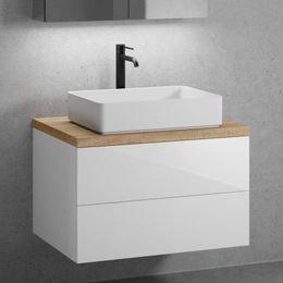neoro n50 Unterschrank B: 80 cm mit 2 Auszügen, Waschtisch B: 58 cm weiß matt,, BN0065WM+BN0422WH+BN0402W1,