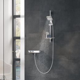 Grohe Rainshower SmartActive Cube Brausegarnitur mit Stange und Ablage, 3 Strahlarten, 26583000,