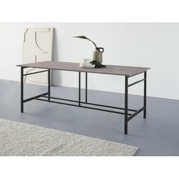 Esstisch Home Affaire "Sare", grau (graphit, schwarz, dunkelgrau), B:220cm H:77cm T:85cm, Tische, mit Echtholzfurnier aus Eiche