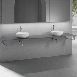 neoro n50 Slim-Konsolenplatte B: 240 cm mit 2 Waschtischen &Oslash; 45 cm wei&szlig; matt,, 2#BN0106WM+BN0407GR+BN0509BM+2#BN000003+3#BN000002,