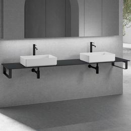 neoro n50 Slim-Konsolenplatte B: 240 cm mit 2 Waschtischen B: 58 cm wei&szlig; matt,, 2#BN0065WM+BN0407BM+BN0509BM+2#BN000005+3#BN000002,