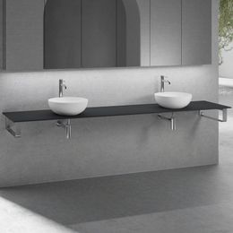 neoro n50 Slim-Konsolenplatte B: 240 cm mit 2 Waschtischen &Oslash; 40 cm wei&szlig; matt,, 2#BN0064WM+BN0407BM+BN0509BM+2#BN000003+3#BN000002,