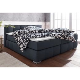 Boxspringbett Home Affaire "Chelles", grau (anthrazit), B:207cm L:225cm, Samtoptik (100% Polyester);Bezug der Spiegelfl&auml;che Matratzendrell aus 100% Polyester;Struktur fein 100% Polyester), Komplettbetten, Boxspringbett, inkl. Kaltschaumtopper, in 5 Breiten und 3 Matratzenarten