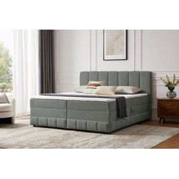 Boxbett OTTO HOME "Likely inkl. Bettkasten, Liegefläche 180x200 cm, in Boxspring-Optik", grau, B:194cm L:213cm, Komplettbetten, inkl. Topper, erhältlich in verschiedenen Farben