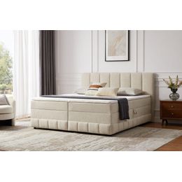 Boxbett OTTO HOME "Likely inkl. Bettkasten, Liegefläche 180x200 cm, in Boxspring-Optik", beige, B:194cm L:213cm, Komplettbetten, inkl. Topper, erhältlich in verschiedenen Farben