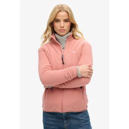 Fleecejacke Superdry "POLAR FLEECE FULL ZIP", Damen, Gr. L, rosa (ash rose), Fleece, Obermaterial: 100% Polyester, unifarben, slim fit h&uuml;ftlang, Rundhals, eingefasste Kante, Jacken Fleecejacke