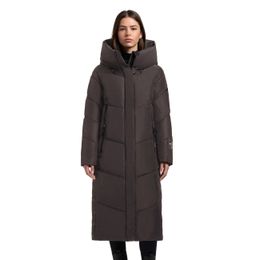 Steppmantel Khujo "PULSET MATT", Damen, Gr. XL (42), graphite grau, Steppware, Obermaterial: 100% Polyester. Futter: 100% Nylon. Wattierung: 100% Polyester, unifarben, knielang, elastischer Bund, Mäntel, große Kapuze, Reißverschlusstaschen