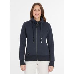 Sweatjacke Ragwear "RONETTE", Damen, Gr. M, blau (navy), Sweatware, Obermaterial: 70% Baumwolle, 30% Polyester, unifarben, figurumspielend hüftbedeckend, Rundhals, Rippbündchen, Sweatjacken