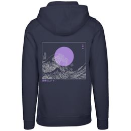 Kapuzenpullover F4NT4STIC "Kanagawa Welle Japan", Damen, Gr. XS, blau (navy), Obermaterial: 65% Baumwolle, 35% Polyester, relaxed fit, Pullover Kapuzenpullover, Hoodie, Warm, Bequem