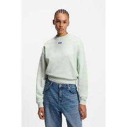 Sweatshirt HUGO BLUE "Delessa", Damen, Gr. L, light, pastel grün 335, Sweatware, Obermaterial: 100% Baumwolle, unifarben, Casual, regular fit, Rundhals, Bündchen, Sweatshirts, mit Logoaufnäher