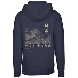 Kapuzenpullover F4NT4STIC "Kanagawa Welle Japan", Damen, Gr. M, blau (navy), Obermaterial: 65% Baumwolle, 35% Polyester, relaxed fit, Pullover Kapuzenpullover, Hoodie, Warm, Bequem