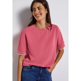 T-Shirt Street One, Damen, Gr. 38, almond coral, Jersey, Obermaterial: 46% Modal, 46% Polyester, 8% Elasthan, unifarben mit Farbeinsatz, bequem h&uuml;ftbedeckend, Rundhals, B&uuml;ndchen kontrastfarben, Shirts T-Shirt, im Silk-Look, mit Rundhals, halbarm