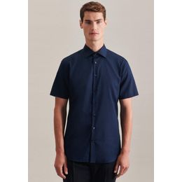 Businesshemd Seidensticker "Schwarze Rose", Herren, Gr. S (37), normale &Auml;rmell&auml;ngen, blau (dunkelblau), 100% Baumwolle, unifarben, slim fit, gerader Abschluss, Hemden, Slim 1/2 Kentkragen Uni