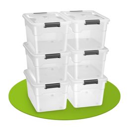 Juskys Aufbewahrungsbox mit Deckel - 6er Set Kunststoff Boxen 45l - Box stapelbar, transparent