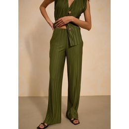 bonprix Jersey-Hose mit Plissee, gr&uuml;n, Gr.56/58 (3XL), moderne Jersey-Hose mit Plissee und bequemer Passform