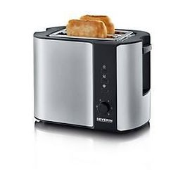 Severin Toaster AT 2589, 2 Toastkammern, 800 W, Brotscheibenzentrierung, Auftauen/Aufwärmen, Stopp-Taste, Krümelschublade, B 265 x H 195 x T 180 mm, Edelstahl/Schwarz