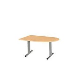 Schäfer Shop Schäfer Shop Select Besprechungstisch Planova Basic, Halbkreis, T-Fuß, B 1400 x T 1000 x H 717 mm, Buche/weißaluminium RAL 9006
