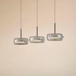 LUCANDE LED-Hängeleuchte Martis, schwarz, 3-flg., step-dim