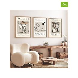 ABERTO DESIGN 3er-Set: Gerahmte Holzkunstdrucke - 67% | Größe 30x40 cm | Wanddekoration