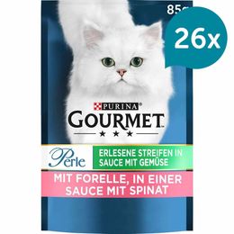26x85g GOURMET Perle Erlesene Streifen in Sauce mit Forelle und Spinat