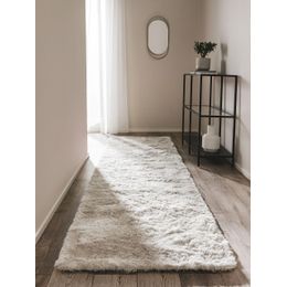 benuta Nest Hochflor Shaggyteppich Whisper Beige 80x300 cm - Bettvorleger für Schlafzimmer