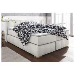 Boxspringbett Home Affaire "Chelles", beige (natur), B:167cm L:225cm, Samtoptik (100% Polyester);Bezug der Spiegelfläche Matratzendrell aus 100% Polyester;Struktur fein 100% Polyester), Komplettbetten, Boxspringbett, inkl. Kaltschaumtopper, in 5 Breiten und 3 Matratzenarten