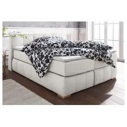 Boxspringbett Home Affaire "Chelles", beige (natur), B:167cm L:225cm, Samtoptik (100% Polyester);Bezug der Spiegelfläche Matratzendrell aus 100% Polyester;Struktur fein 100% Polyester), Komplettbetten, Boxspringbett, inkl. Kaltschaumtopper, in 5 Breiten und 3 Matratzenarten
