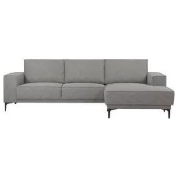 Ecksofa Places of Style "Polsterecke Oland, Struktur, Flachgewebe, Luxus-Microfaser, Boucle", braun (hellbraun), B:280cm H:85cm T:152cm, Struktur weich (100% Polyester);Luxus-Microfaser (100% Polyester);Webstoff (100% Polyester), Sofas, L-Form, 280 cm, Wellenunterfederung, Skandi-Design, Metallfüße