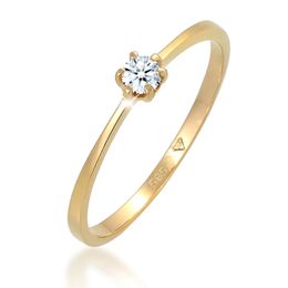 Elli Ringe - Ring Solit&auml;r Verlobung Diamant 0.11 ct. 585 Gelbgo - Gr. 58 MM - in Wei&szlig; - f&uuml;r Damen
