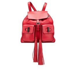 Gucci Rucks&auml;cke - Leather Bamboo Tassel Backpack - Gr. unisize - in Rot - f&uuml;r Damen