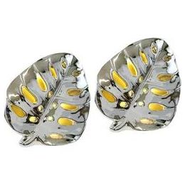 Dekofigur I.GE.A. "LED-Deko Blatt aus Keramik", silber, B:13cm H:12cm, Keramik, Dekofiguren, Deko-Objekt Statue Geschenkidee 2er Set, silber