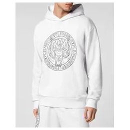 Sweatshirt Plein Sport "Tiger", Herren, Gr. L, schwarz-weiß (0102, weiß, schwarz), Obermaterial: 88% Baumwolle, 12% Polyester, Sweatshirts