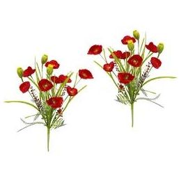 Kunstblume my home "Mohnblumen", rot, B:24cm H:47cm L:24cm, Obermaterial: 90% Polyester, 10% Kunststoff, Kunstpflanzen, 2er Set