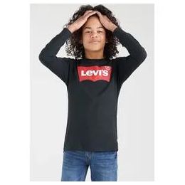 Levi's Langarmshirt LEVI'S KIDS "L/S BATWING TEE", Jungen, Gr. 4/104, schwarz, Jersey, Obermaterial: 60% Baumwolle, 40% Polyester, bedruckt, Casual, Basic schmal hüftlang, Rundhals, Bündchen, Shirts, mit Logo Print for BOYS