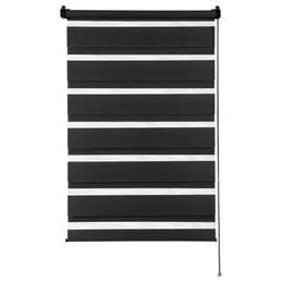 Doppelrollo Gardinia "Easyfix", schwarz, B:45cm H:150cm, Polyester, Rollos, segmentweise gewebter Stoff