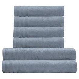 Handtuch Set Kleine Wolke "Royal, 6 Stück (4 Handtücher 50/100 cm + 2 Duschtücher 70/140 cm)", blau (stahlblau), 6 Stk., Frottier, Obermaterial: 100% Baumwolle, Handtuch-Sets, Uni Farben, mit Bordüre, weich, in verschiedenen Sets erhältlich