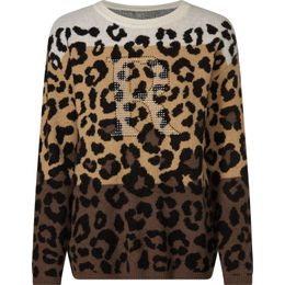 Heine Damen Jacquard-Pullover mit Leo-Dessin schwarz-braun-gemustert Gr&ouml;&szlig;e 34