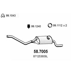 Asso Endschalldämpfer für VW AUDI 871253609L 871253609J 867253609AG 58.7005