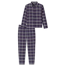 Schiesser Pyjama ' Selected Premium Warming ' Damen Gr&ouml;&szlig;e M indigo / wei&szlig; Winterkleid