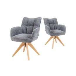 DUBI Möbel 2er-Set: Drehstuhl Mika-Theo in Grau - (B)59 x (H)84 x (T)66 cm | Gr.: onesize