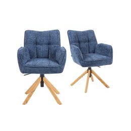 DUBI Möbel 2er-Set: Bürostuhl Mika-Keno in Blau - (B)59 x (H)85 x (T)66 cm | Gr.: onesize