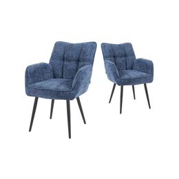 DUBI Möbel 2er-Set: Esszimmerstuhl Mika-Miro in Blau - (B)59 x (H)84 x (T)66 cm | Gr.: onesize