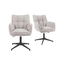 DUBI Möbel 2er-Set: Bürostuhl Mika-Lea in Hellgrau - (B)59 x (H)81 x (T)66 cm | Gr.: onesize