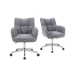 DUBI Möbel 2er-Set: Bürostuhl Mika-Tabea in Grau - (B)60 x (H)82 x (T)66 cm | Gr.: onesize