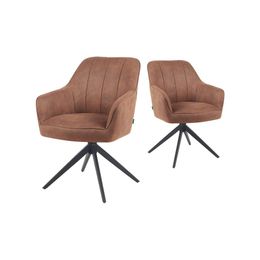 DUBI Möbel 2er-Set: Drehstuhl Mika-Timo in Braun - (B)60 x (H)87 x (T)65 cm | Gr.: onesize