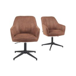 DUBI Möbel 2er-Set: Bürostuhl Mika-Elin in Braun - (B)60 x (H)84 x (T)65 cm | Gr.: onesize