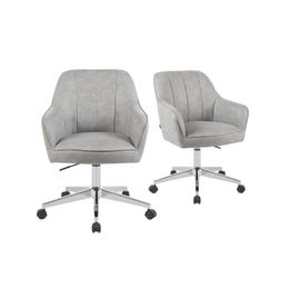 DUBI Möbel 2er-Set: Bürostuhl Mika-Lian in Hellgrau - (B)60 x (H)85 x (T)65 cm | Gr.: onesize