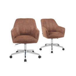 DUBI Möbel 2er-Set: Bürostuhl Mika-Lian in Braun - (B)60 x (H)85 x (T)65 cm | Gr.: onesize